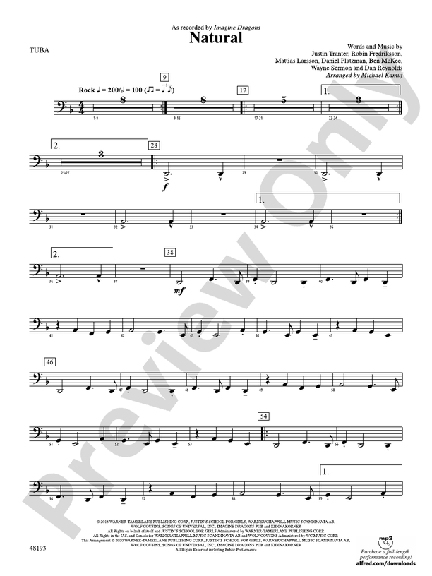 Natural: Tuba: Tuba Part - Digital Sheet Music Download