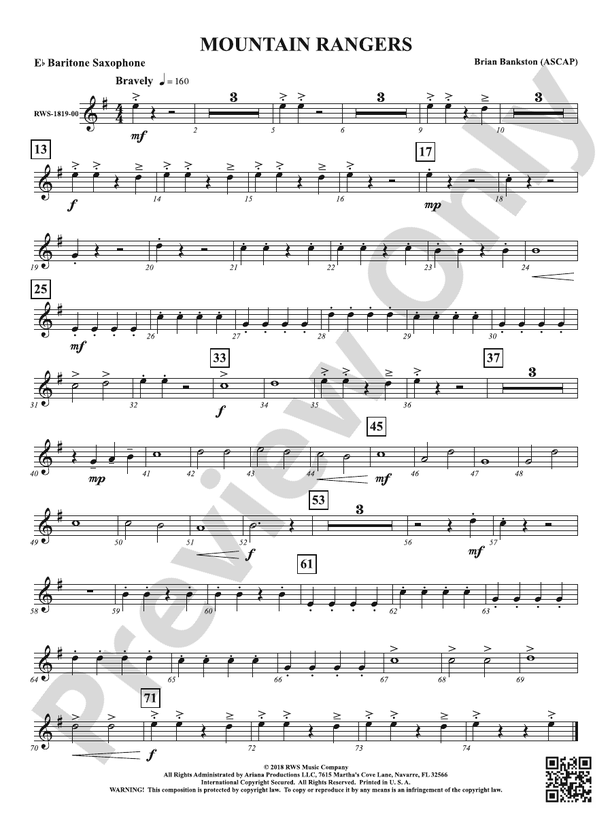 Mountain Rangers: E-flat Baritone Saxophone: E-flat Baritone Saxophone ...