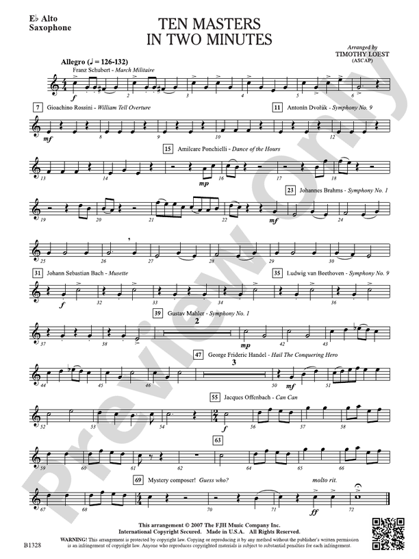 Ten Masters in Two Minutes: E-flat Alto Saxophone: E-flat Alto ...