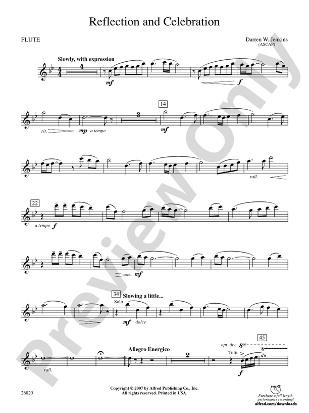 Reflection and Celebration: Flute: Flute Part - Digital Sheet Music ...