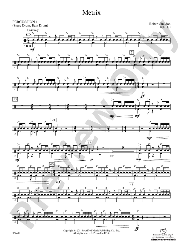 Metrix: 1st Percussion: 1st Percussion Part - Digital Sheet Music Download