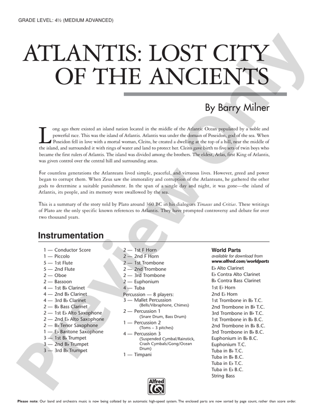 Atlantis: Lost City of the Ancients: Concert Band Conductor Score ...