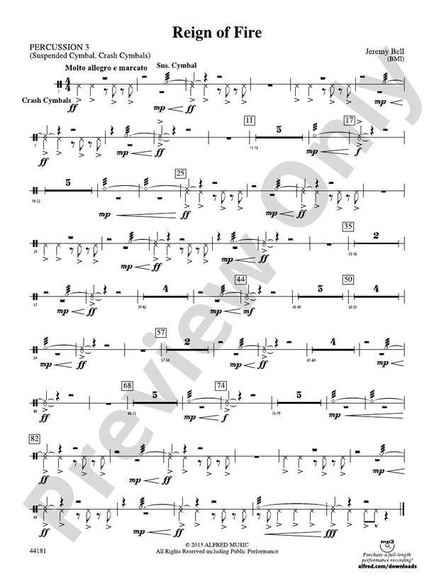 Reign of Fire: 3rd Percussion: 3rd Percussion Part - Digital Sheet ...