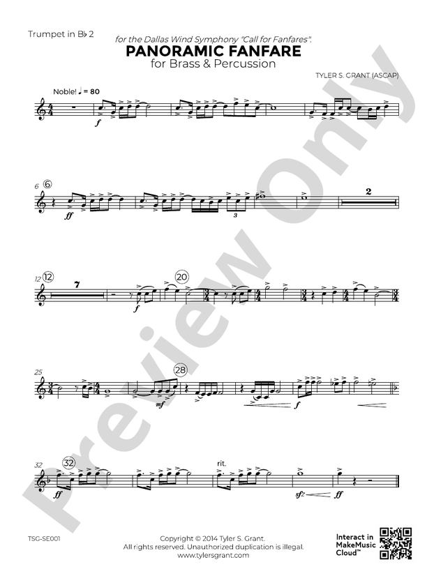 Panoramic Fanfare: 2nd B-flat Trumpet: 2nd B-flat Trumpet Part - Digital Sheet Music Download