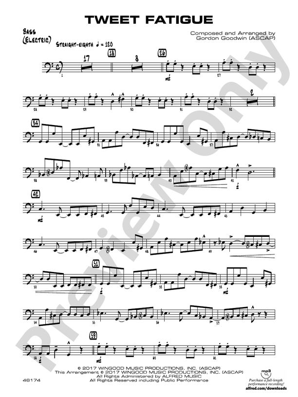 Tweet Fatigue: Electric Bass: Electric Bass Part - Digital Sheet Music ...
