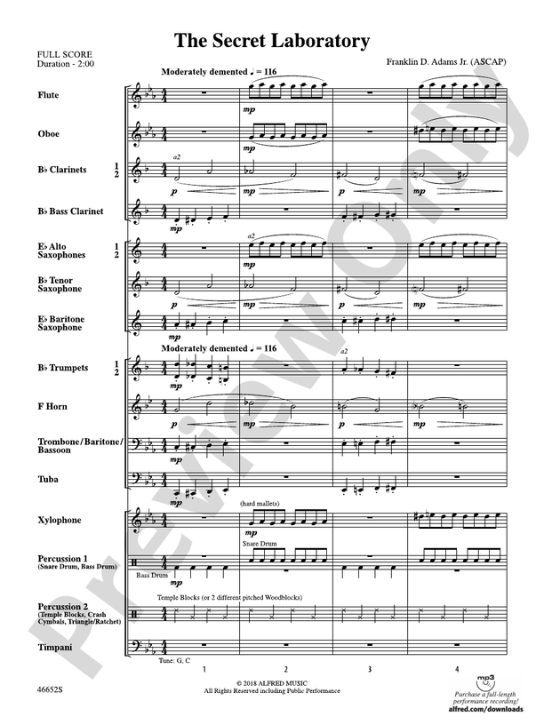 The Secret Laboratory: Score: Concert Band Score - Digital Sheet Music Download