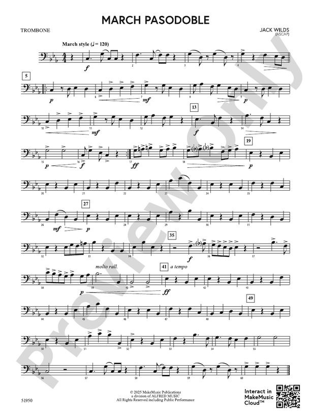 March Pasodoble: 1st Trombone: 1st Trombone Part - Digital Sheet Music ...
