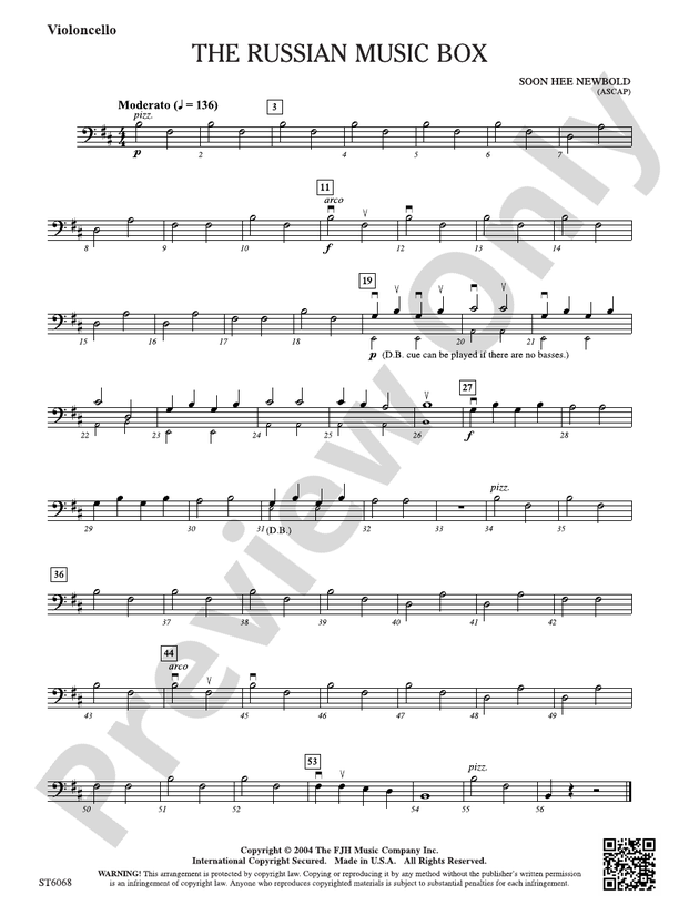 The Russian Music Box: Violoncello: Violoncello Part: Soon Hee Newbold ...