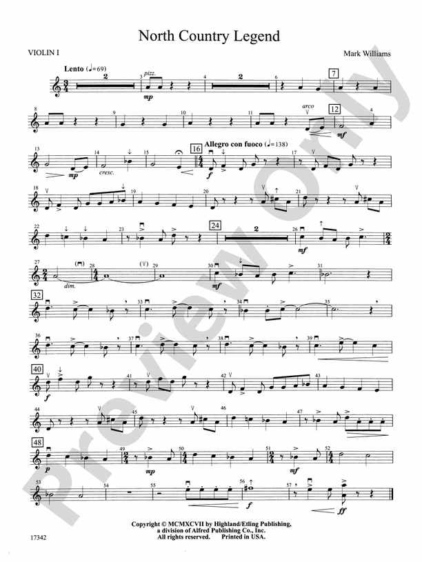 North Country Legend: 1st Violin: 1st Violin Part - Digital Sheet Music ...