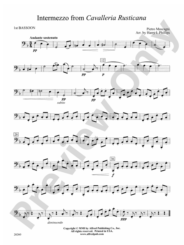 Intermezzo from Cavalleria Rusticana: Bassoon: Bassoon Part - Digital ...