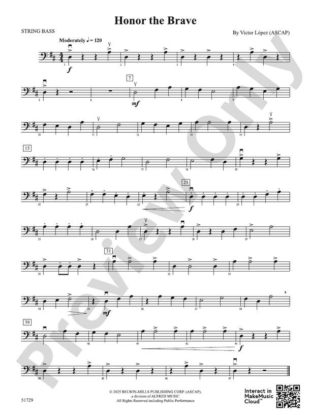 Honor the Brave: String Bass: String Bass Part - Digital Sheet Music ...