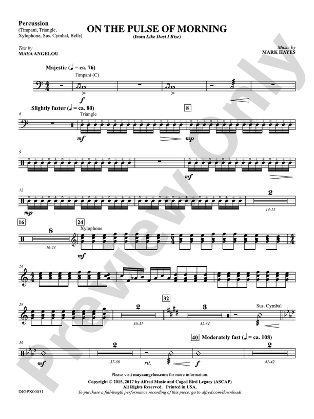 On the Pulse of Morning: 1st Percussion: 1st Percussion Part - Digital ...