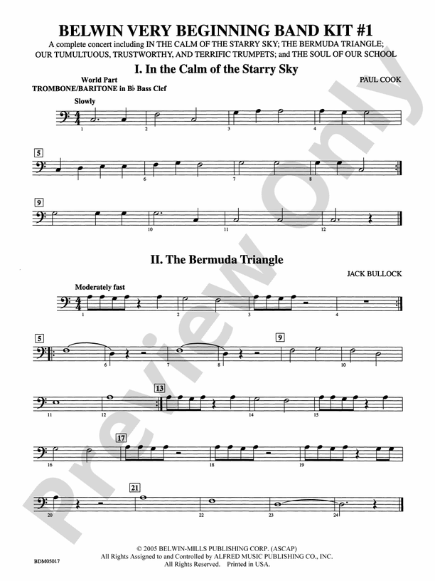 Belwin Very Beginning Band Kit #1: (wp) 1st B-flat Trombone B.C.: (wp ...