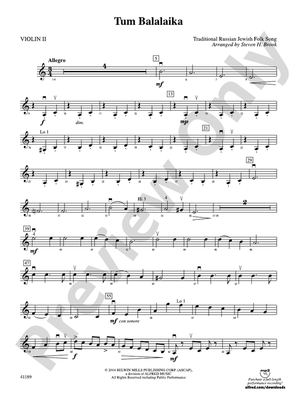 Tum Balalaika: 2nd Violin: 2nd Violin Part - Digital Sheet Music Download