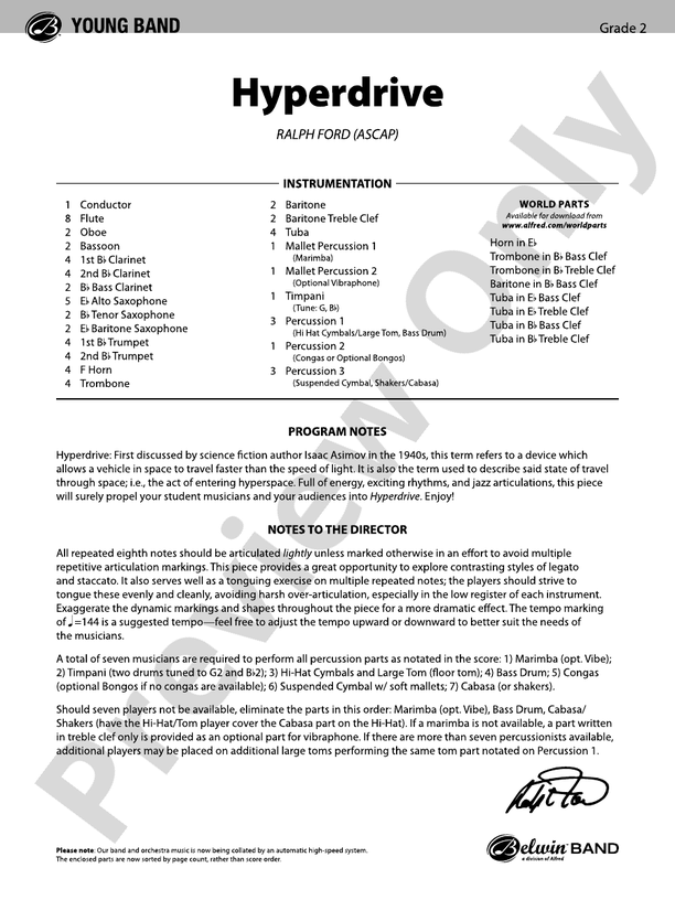 Hyperdrive: Score: Concert Band Score - Digital Sheet Music Download