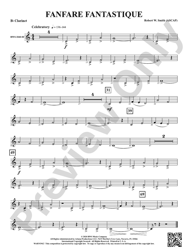 Fanfare Fantastique: 1st B-flat Clarinet: 1st B-flat Clarinet Part ...