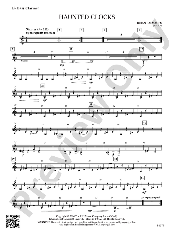 Haunted Clocks: B-flat Bass Clarinet: B-flat Bass Clarinet Part: Brian ...