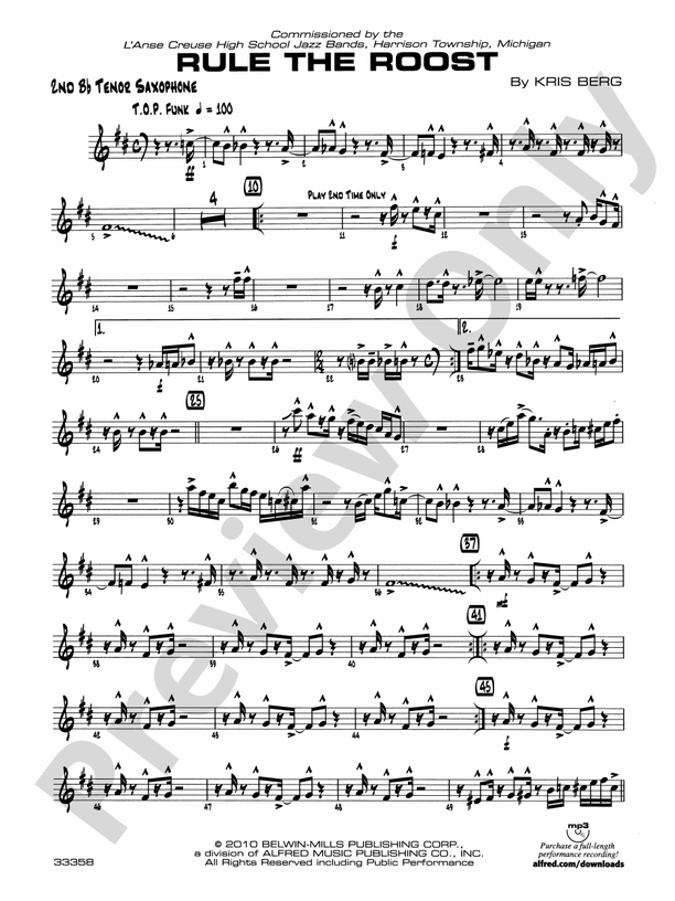 Rule the Roost: 2nd B-flat Tenor Saxophone: 2nd B-flat Tenor Saxophone Part - Digital Sheet ...