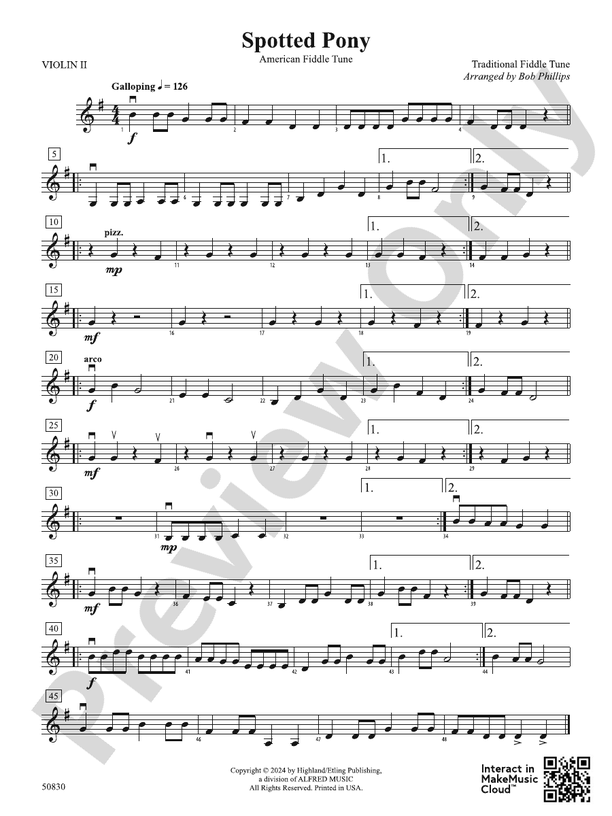 Spotted Pony: 2nd Violin: 2nd Violin Part - Digital Sheet Music Download