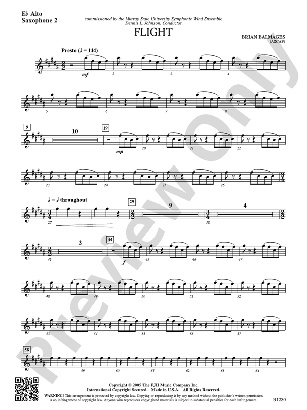 Flight: E-flat Alto Saxophone 2: E-flat Alto Saxophone 2 Part: Brian Balmages - Digital Sheet ...