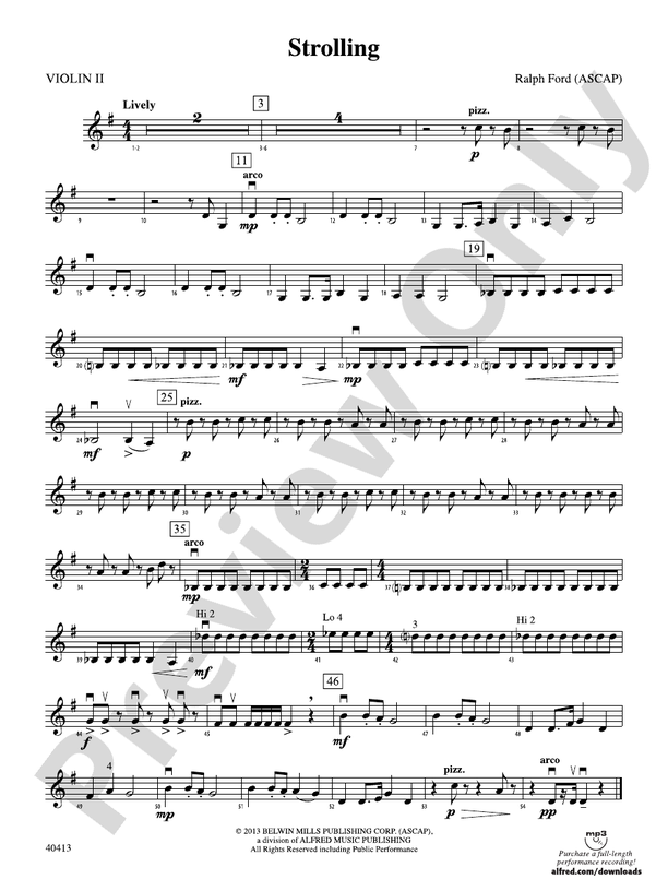 Strolling: 2nd Violin: 2nd Violin Part - Digital Sheet Music Download