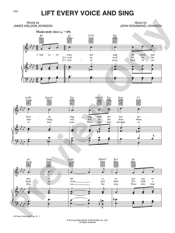 Lift Every Voice and Sing: Piano/Vocal/Guitar: John Rosamond Johnson ...