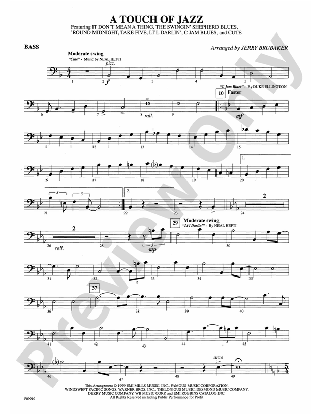 A Touch of Jazz: String Bass: String Bass Part - Digital Sheet Music ...