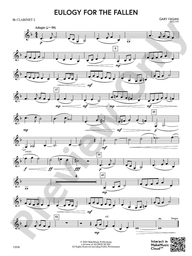 Eulogy for the Fallen: 2nd B-flat Clarinet: 2nd B-flat Clarinet Part - Digital Sheet Music Download
