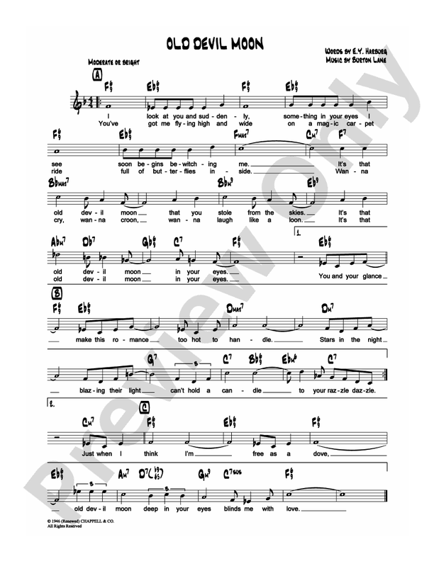 Old Devil Moon: Lead Sheet: Tony Bennett - Digital Sheet Music Download