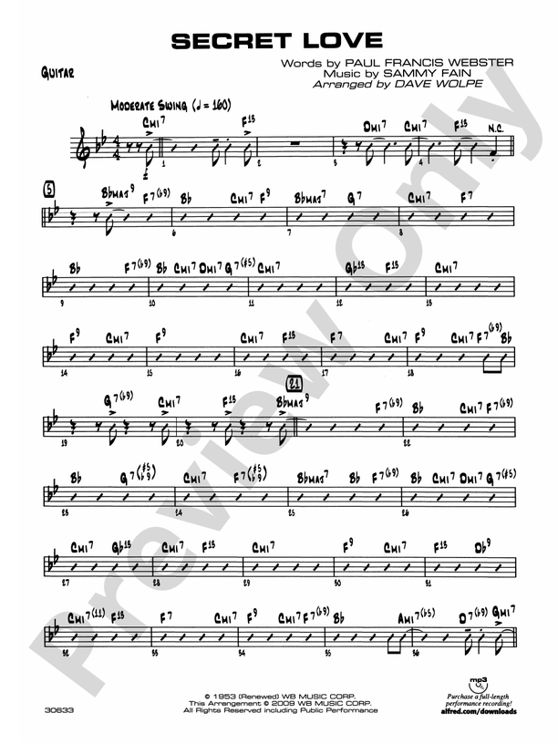 Secret Love: Guitar: Guitar Part - Digital Sheet Music Download