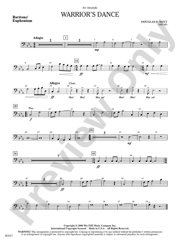 Warrior's Dance: Baritone/Euphonium: Baritone/Euphonium Part: Douglas D ...