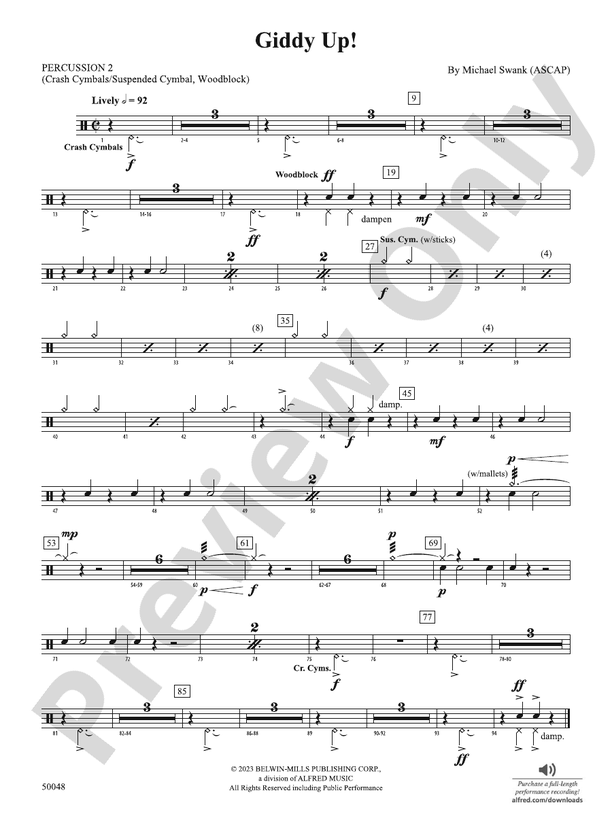 Giddy Up!: 2nd Percussion: 2nd Percussion Part - Digital Sheet Music ...
