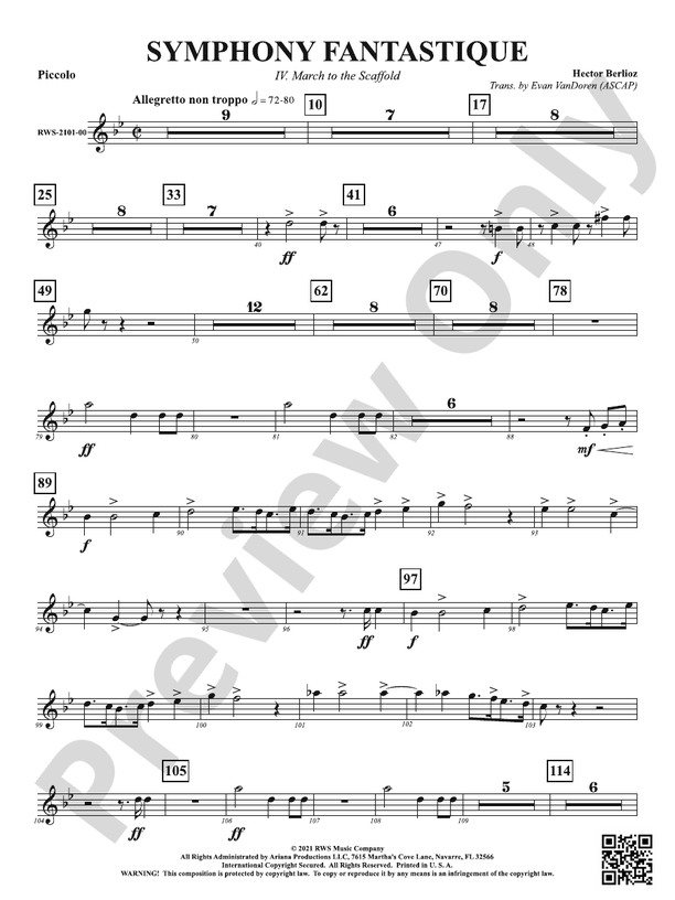 Symphony Fantastique - IV. March to the Scaffold: Piccolo: Piccolo Part ...