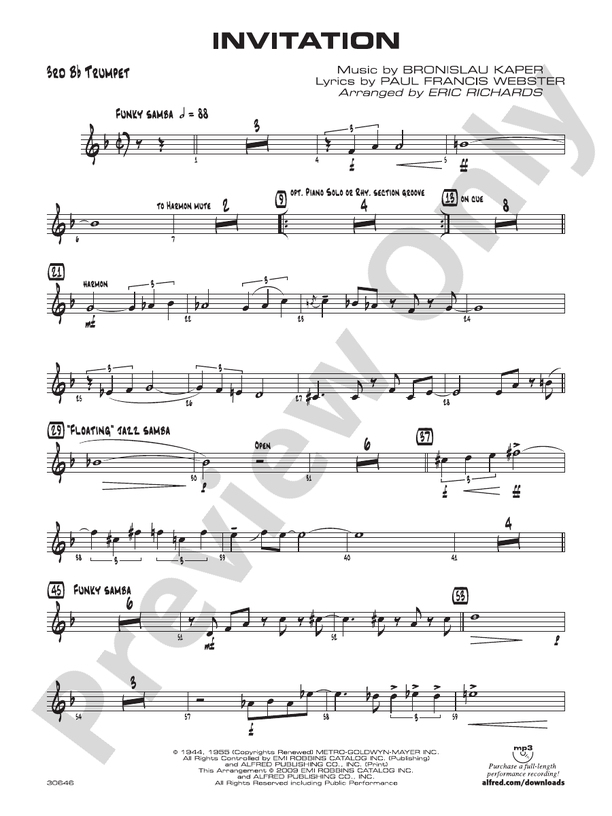 Invitation: 3rd B-flat Trumpet: 3rd B-flat Trumpet Part - Digital Sheet ...