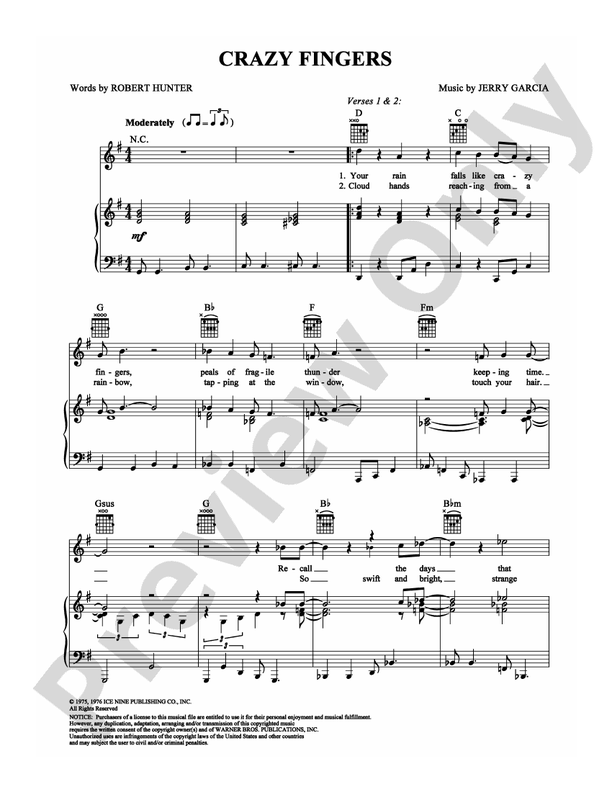 Crazy Fingers: Piano/Vocal/Chords: Grateful Dead - Digital Sheet Music ...