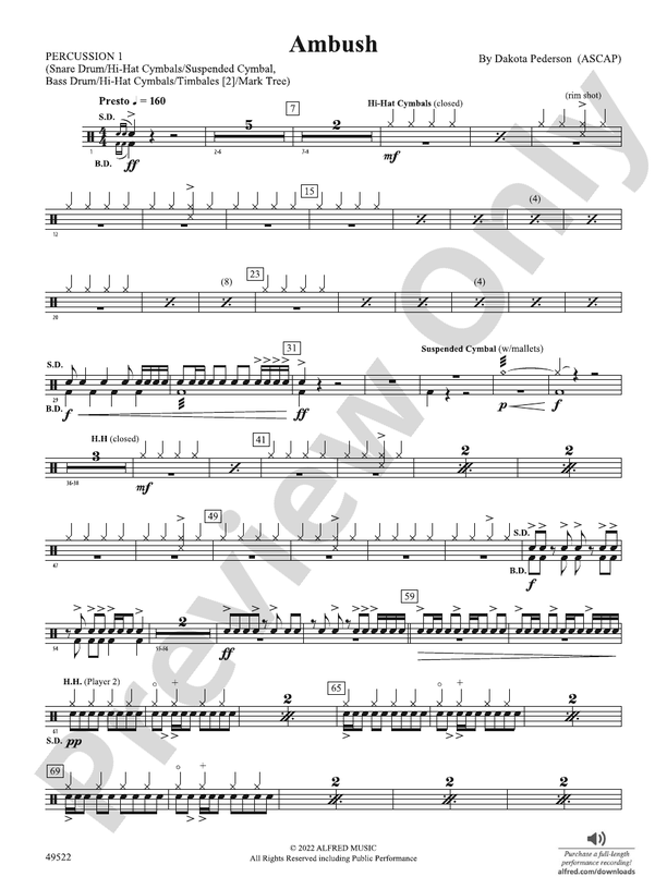 Ambush: 1st Percussion: 1st Percussion Part - Digital Sheet Music Download
