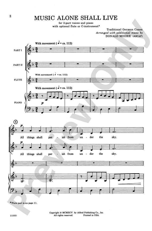 Music Alone Shall Live: 2-Part Choral Octavo: Donald Moore - Digital ...