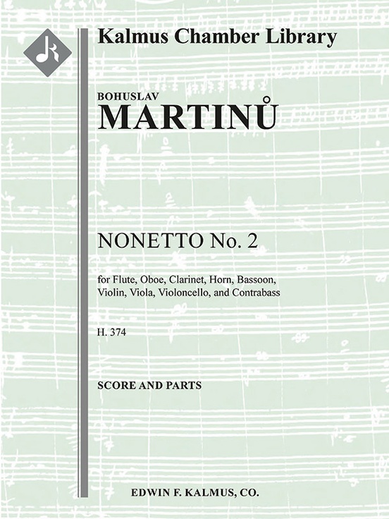 Noneto No. 2, H. 374: Large Chamber Ensemble, Nonet, Score and Parts ...