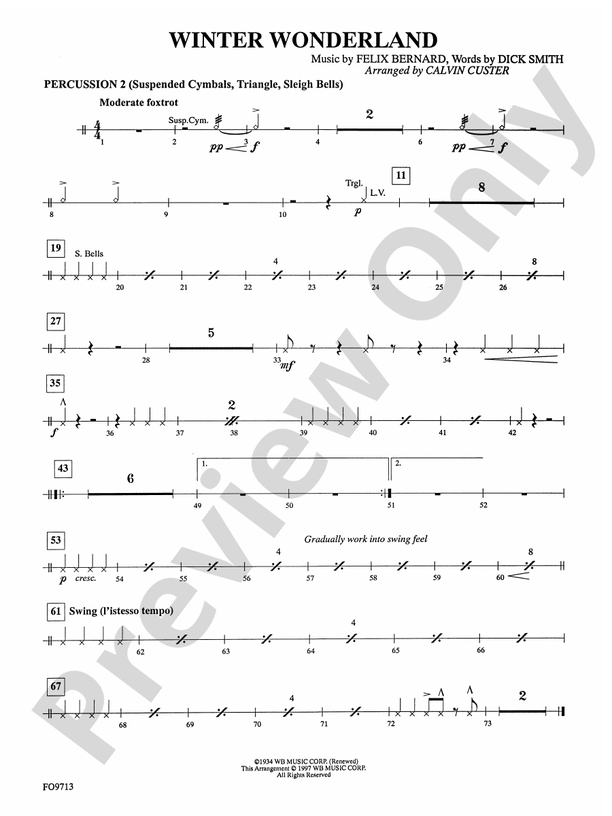 Winter Wonderland: 2nd Percussion: 2nd Percussion Part - Digital Sheet ...