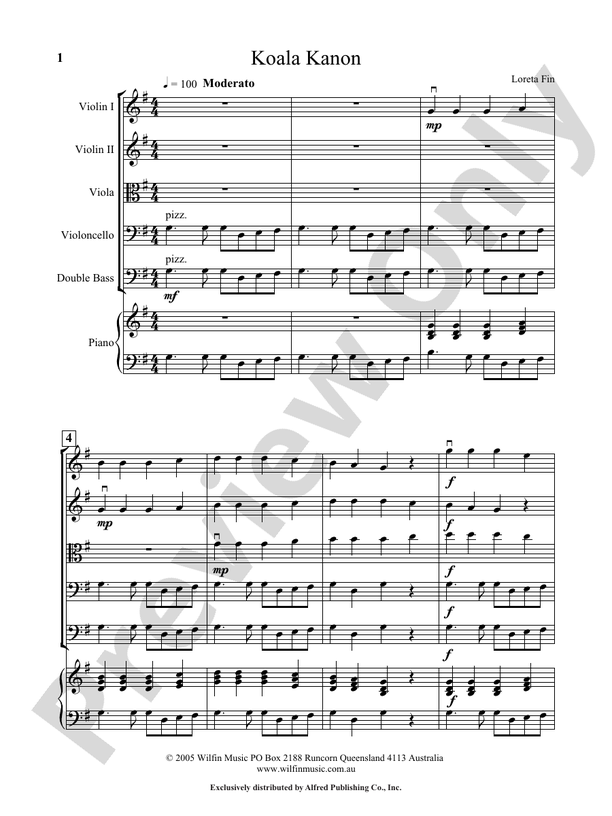 Koala Kanon: Score: String Orchestra Score - Digital Sheet Music Download