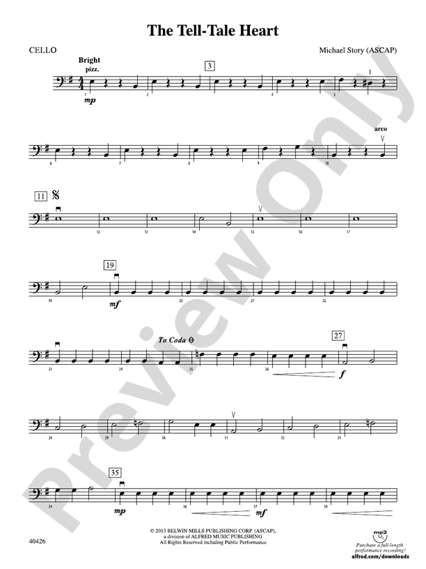 The Tell-Tale Heart: Cello: Cello Part - Digital Sheet Music Download