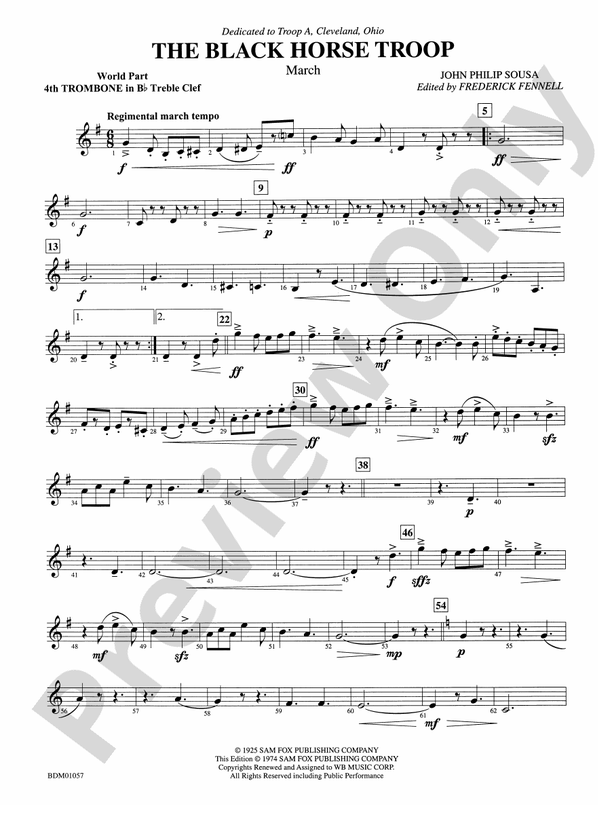Black Horse Troop: WP 4th B-flat Trombone T.C.: WP 4th B-flat Trombone ...