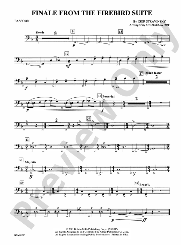 Finale from The Firebird Suite: Bassoon: Bassoon Part - Digital Sheet ...