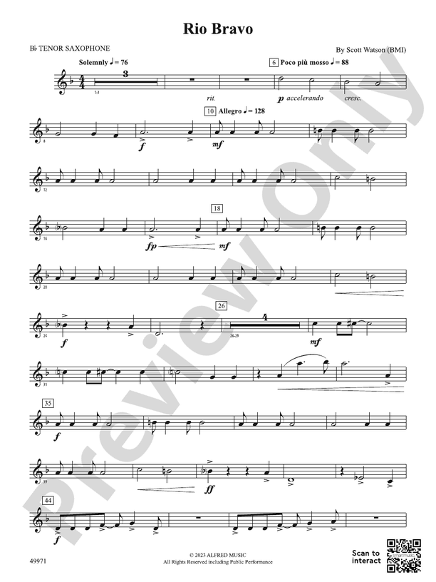 Rio Bravo: B-flat Tenor Saxophone: B-flat Tenor Saxophone Part ...