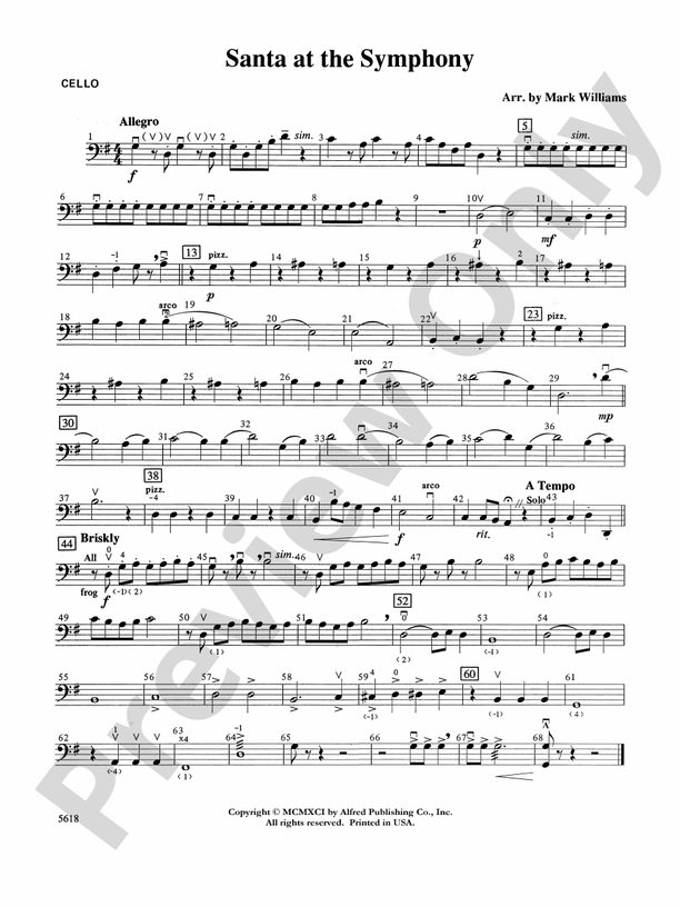 Santa at the Symphony (also playable by strings only): Cello: Cello ...