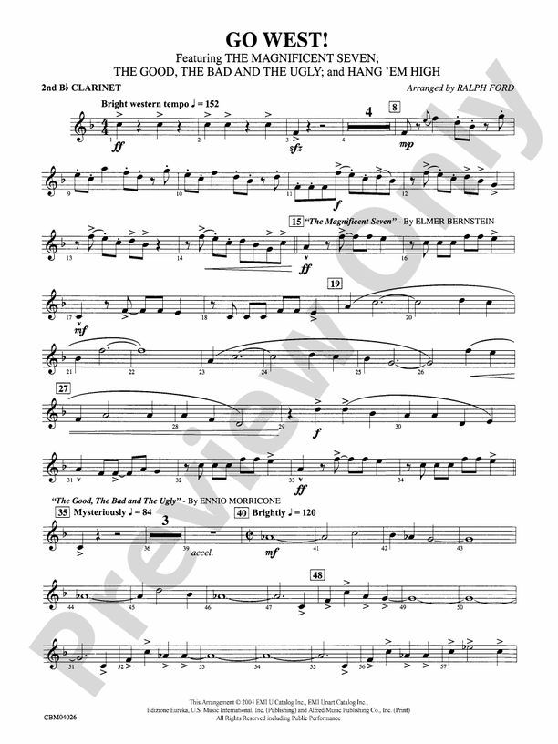 Go West!: 2nd B-flat Clarinet: 2nd B-flat Clarinet Part - Digital Sheet ...