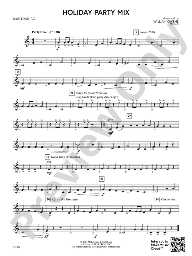 Holiday Party Mix: Baritone T.C.: Baritone T.C. Part - Digital Sheet ...