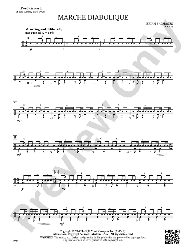 Marche Diabolique: Percussion 1: Percussion 1 Part: Brian Balmages ...