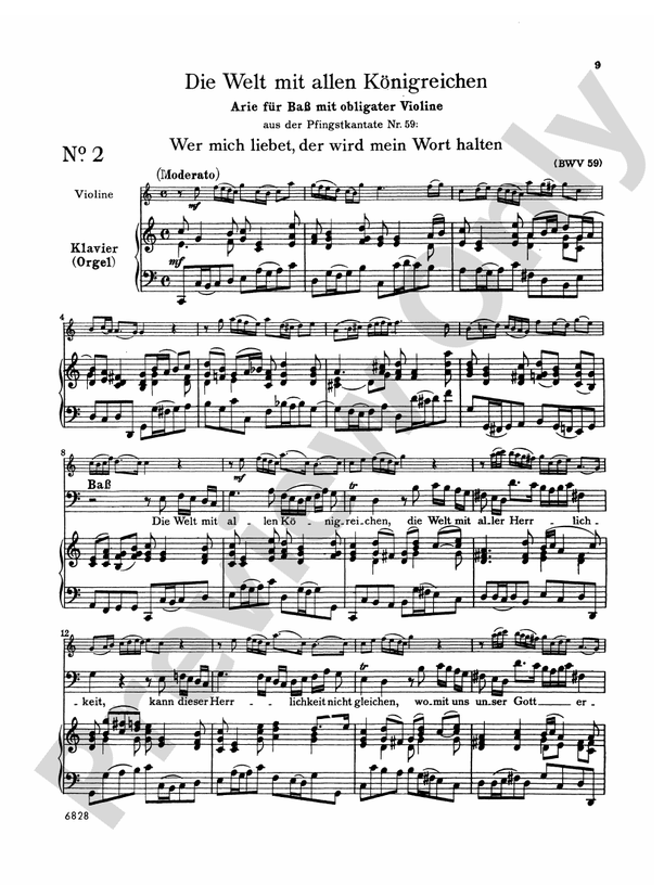 Bach: 12 Bass Arias from Church Cantatas (German): 2. Die Welt mit allen Königreichen Part ...