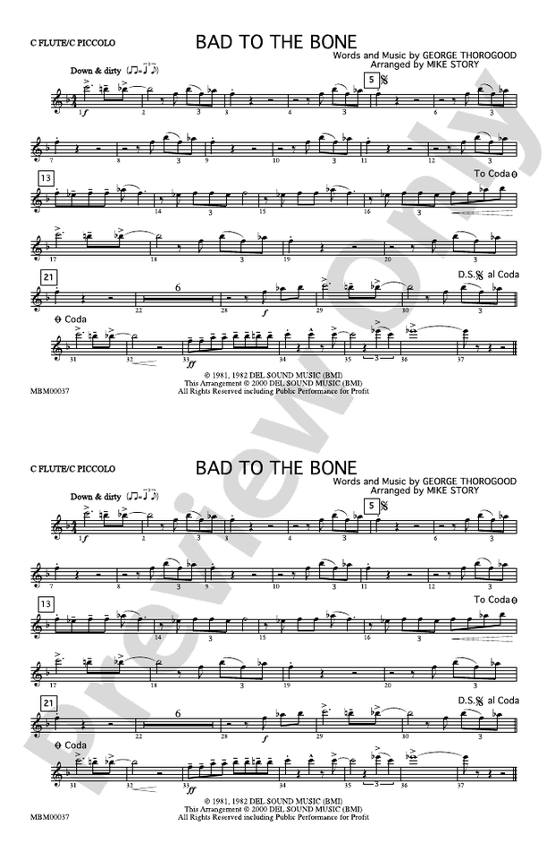 Bad to the Bone: Flute: Flute Part - Digital Sheet Music Download
